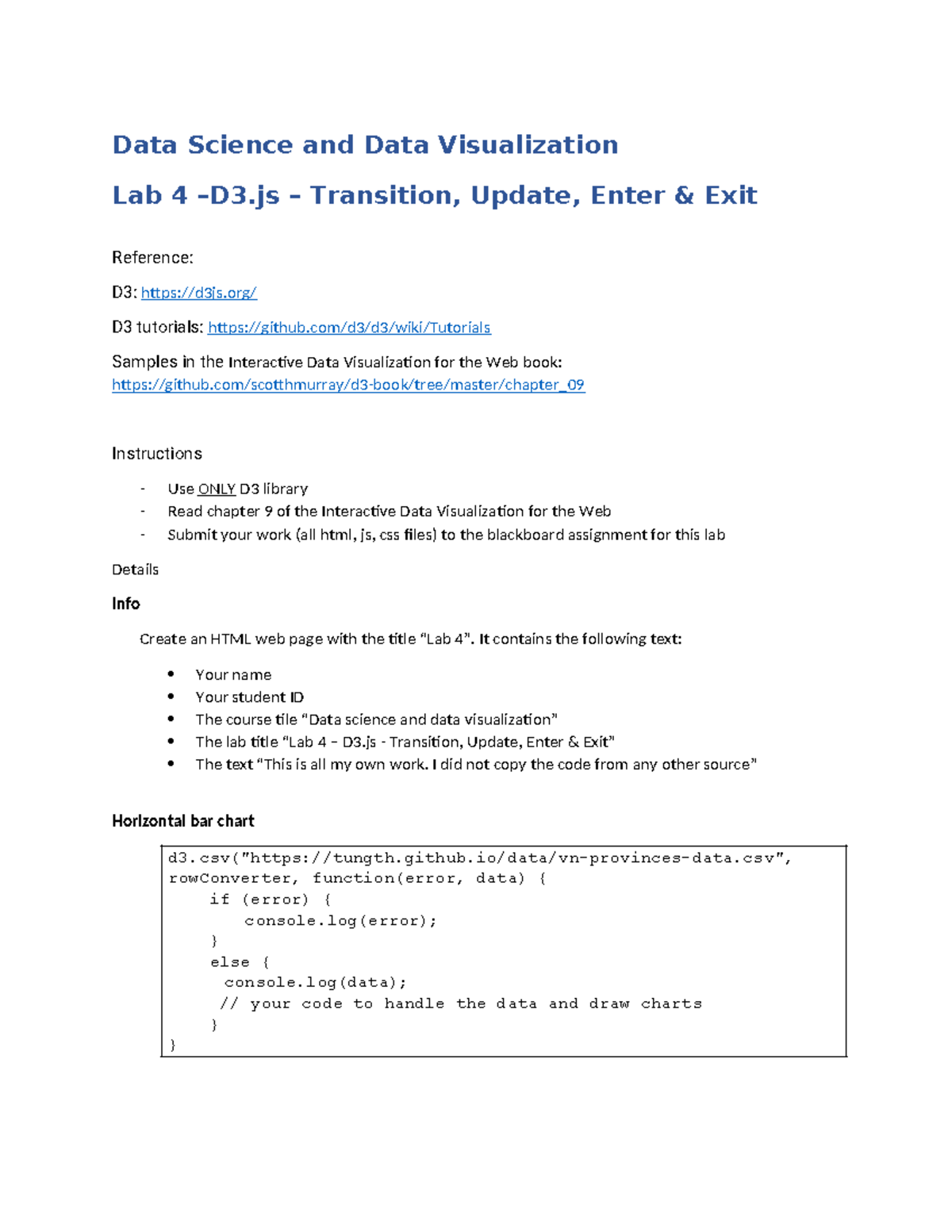 Lab4 - asdasd - Data Science and Data Visualization Lab 4 –D3 – Transition, Update, Enter & Exit ...