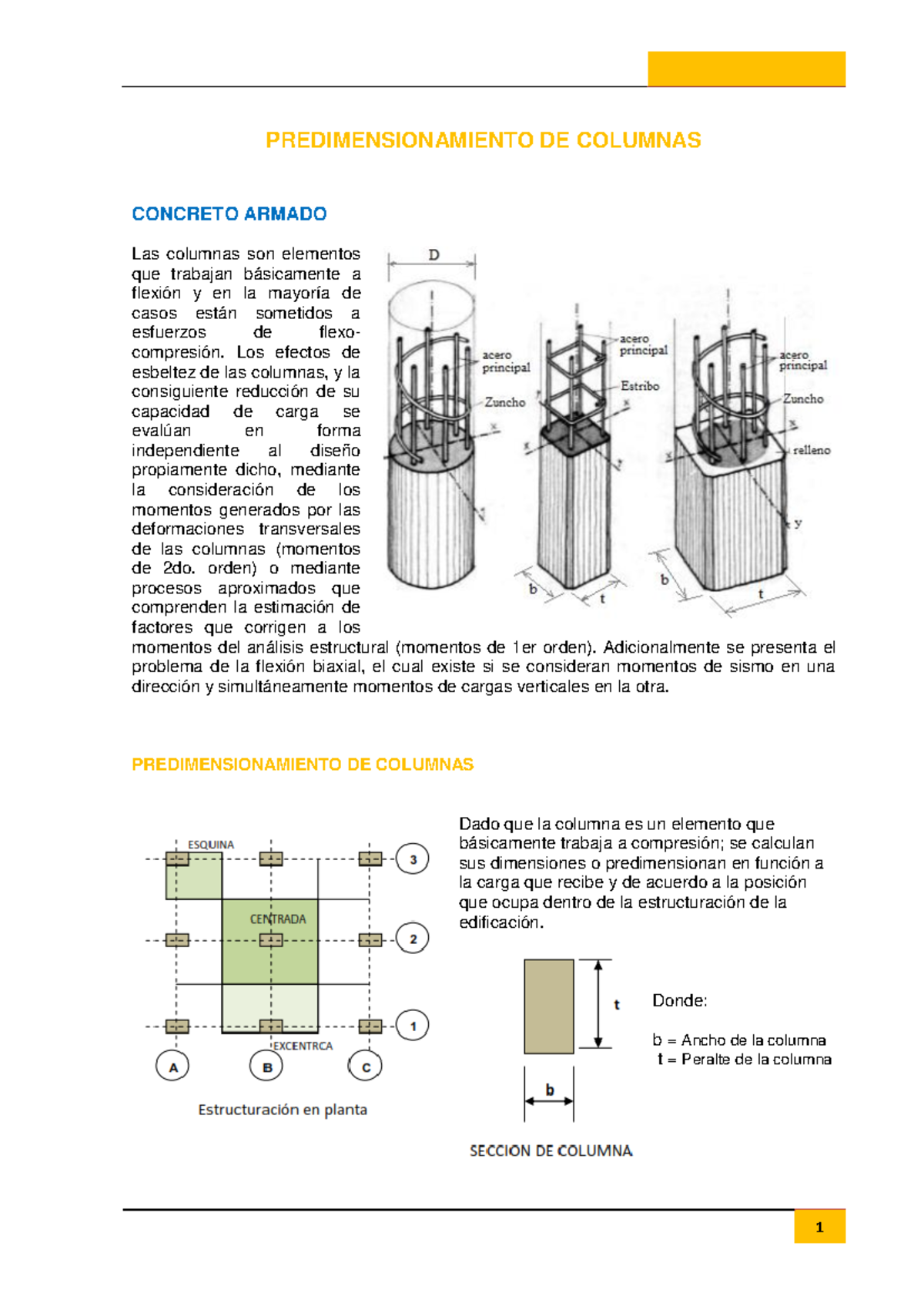Predimensionamiento DE Columnas - PREDIMENSIONAMIENTO DE COLUMNAS CONCRETO ARMADO Las columnas ...