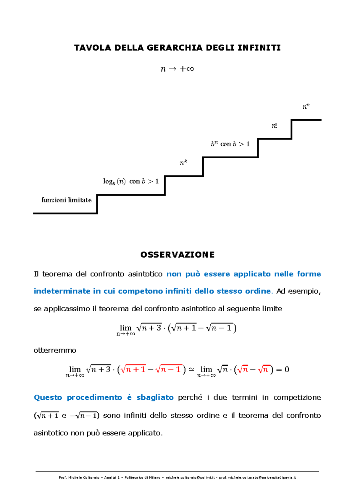Tavola 1 - Gerarchia degli infiniti - - Studocu