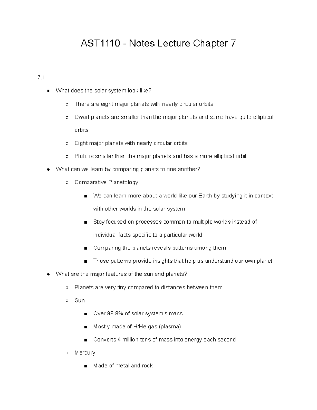 AST1110 - Notes Lecture Chapter 7 - What does the solar system look ...