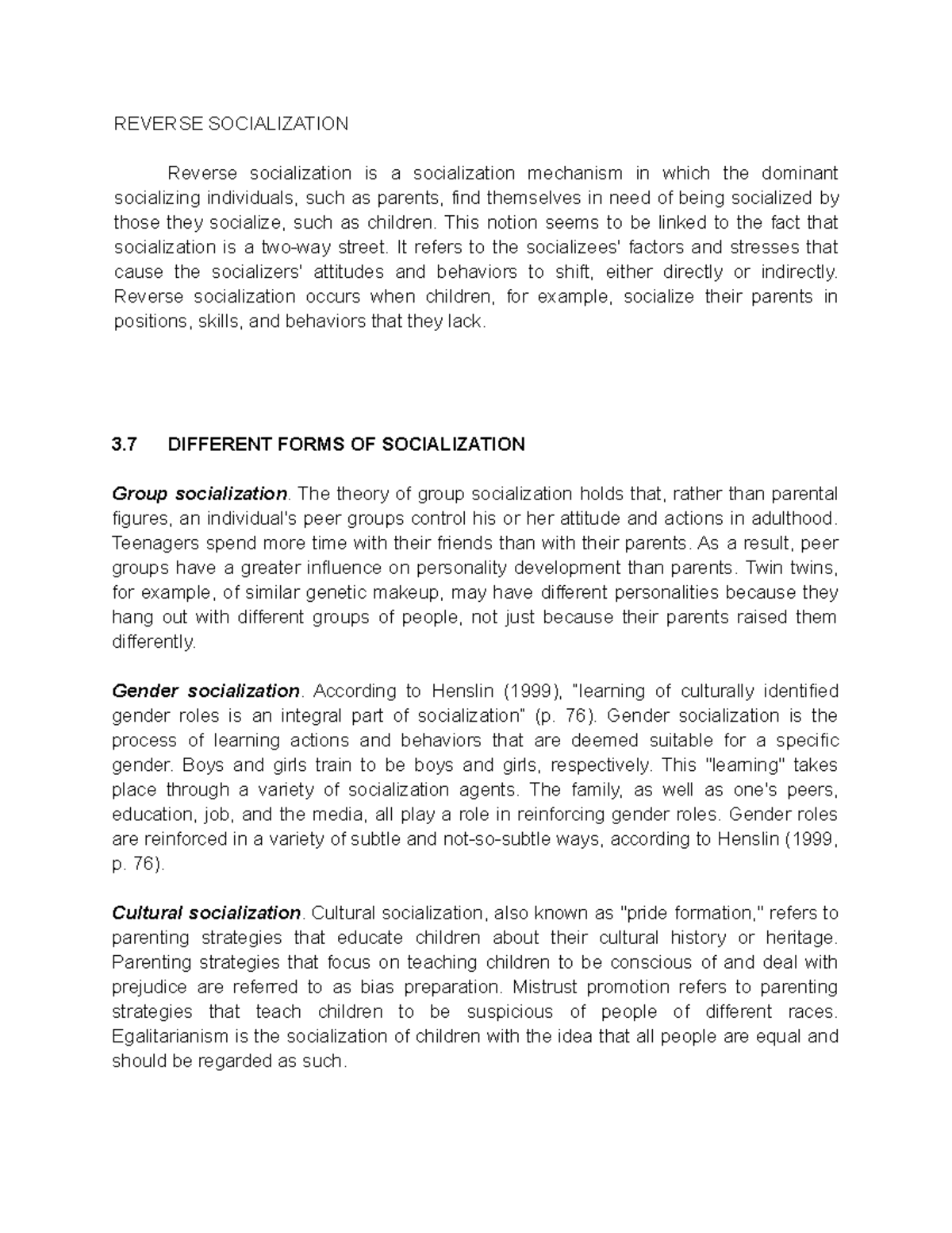 Reverse Socialization - REVERSE SOCIALIZATION Reverse socialization is ...