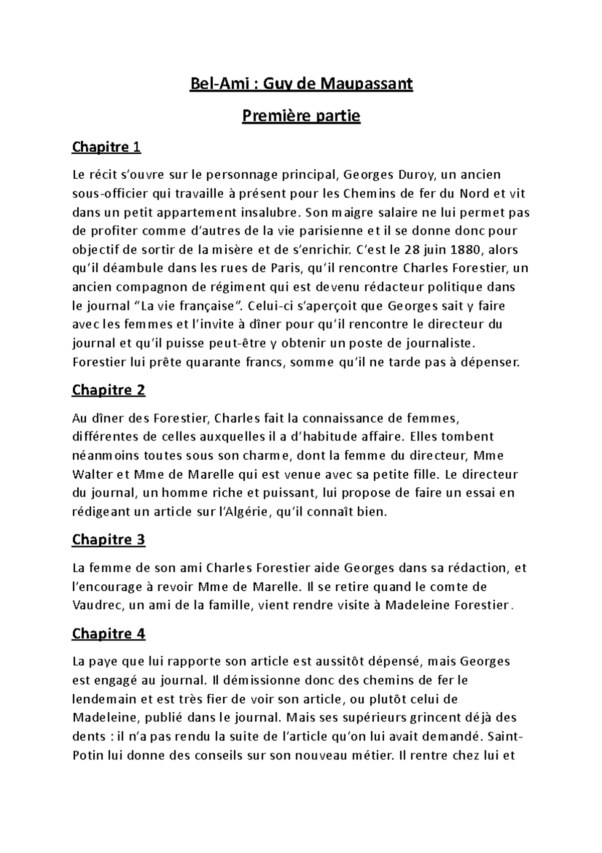 Bel-ami chapitre par chapitre - Bel-Ami : Guy de Maupassant Première ...