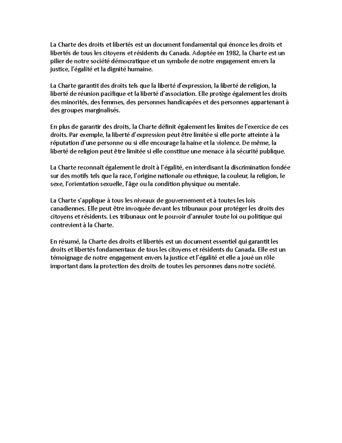 La Charte des droits et libertés - La Charte des droits et libertés est ...
