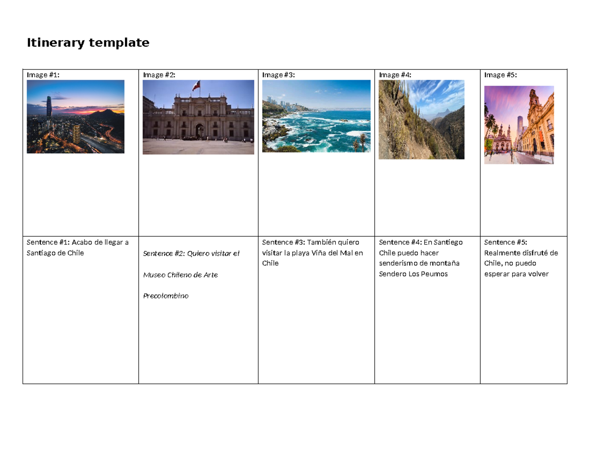 spanish for 7.05 - Itinerary template Image #1: Image #2: Image #3 ...