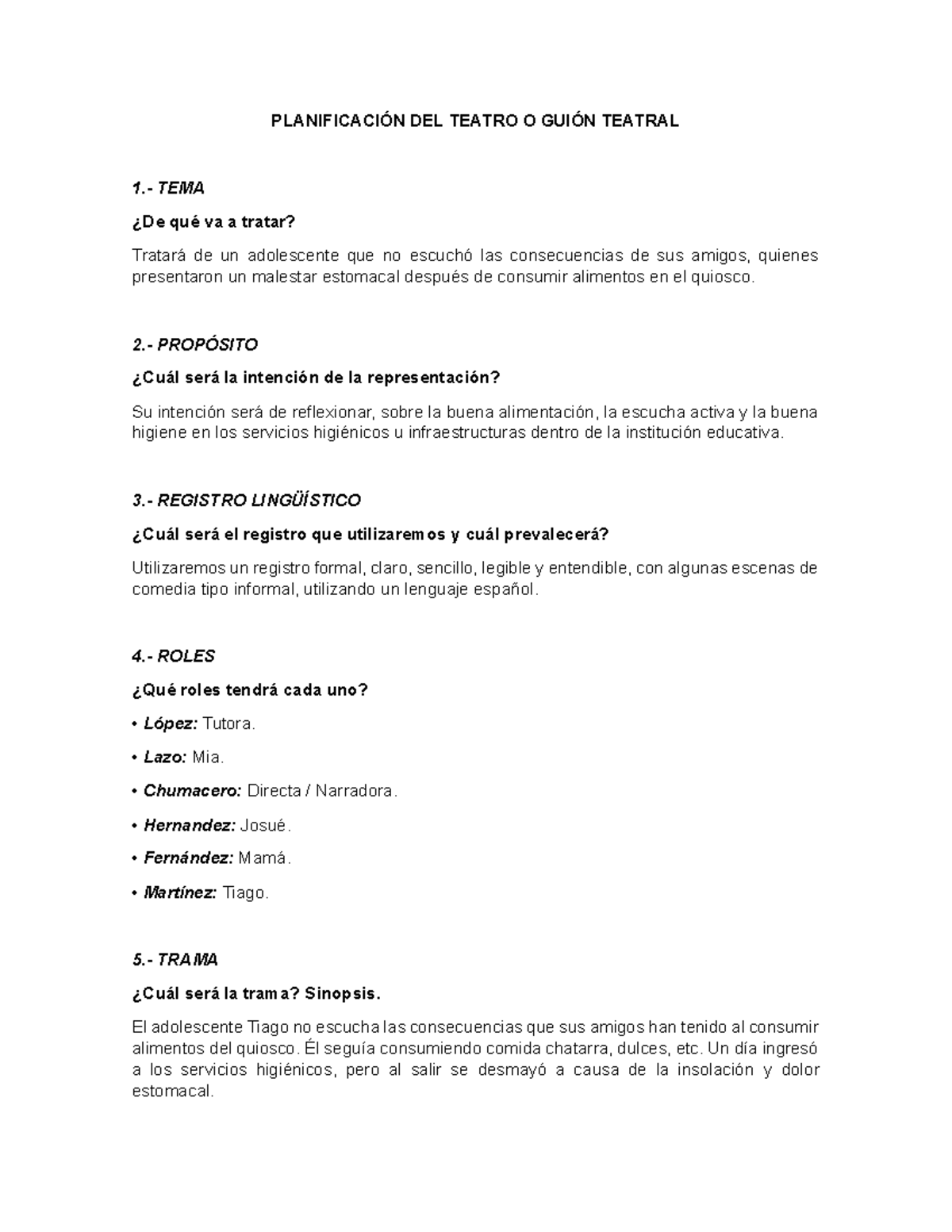 Planificación DEL Teatro O Guión Teatral - PLANIFICACIÓN DEL TEATRO O ...