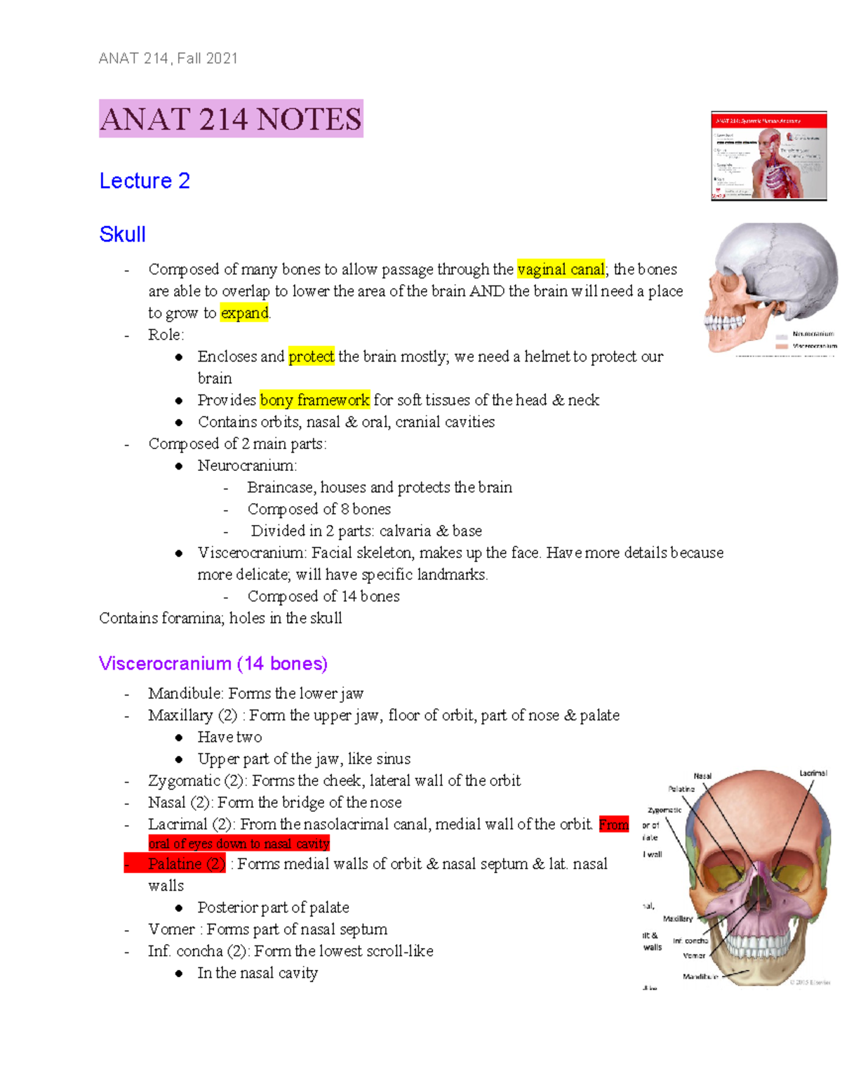 ANAT 214 final - Summary Systemic Human Anatomy - ANAT 214 NOTES ...