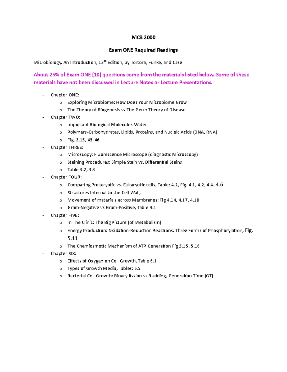 MCB2000 Exam ONE Textbook Readings - MCB 2000 Exam ONE Required Readings Microbiology, An - Studocu