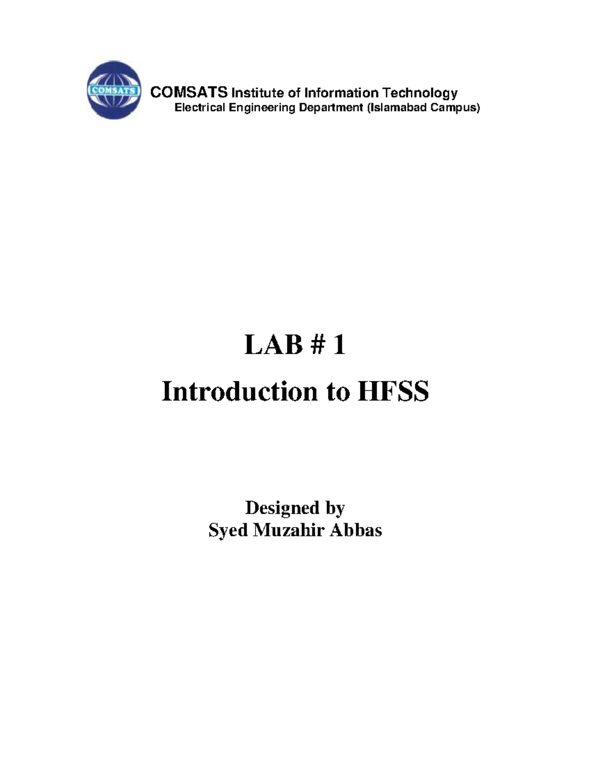 Antenna-lab-1 - COMSATS Institute of Information Technology Electrical ...