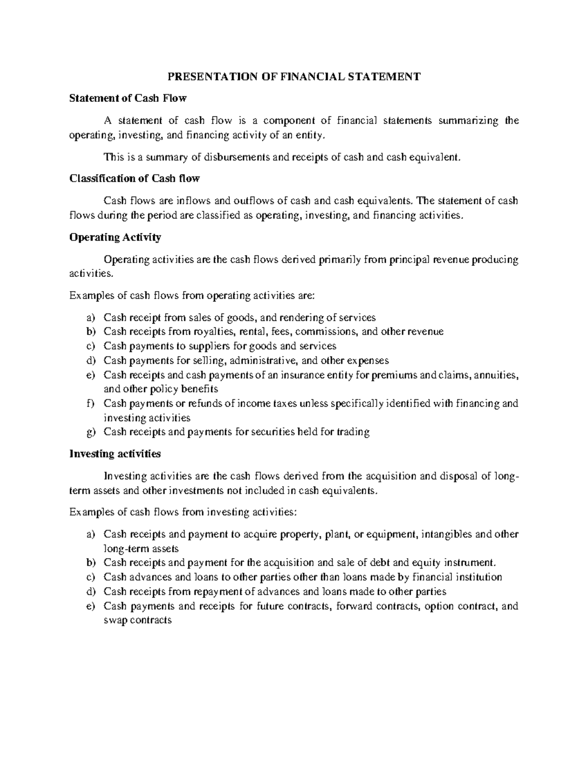 Cash-flow-Module - an overview of the Cash Flow. - PRESENTATION OF ...