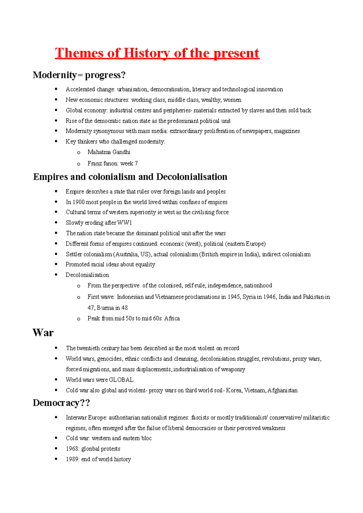 Themes of History of the present - Themes of History of the present ...