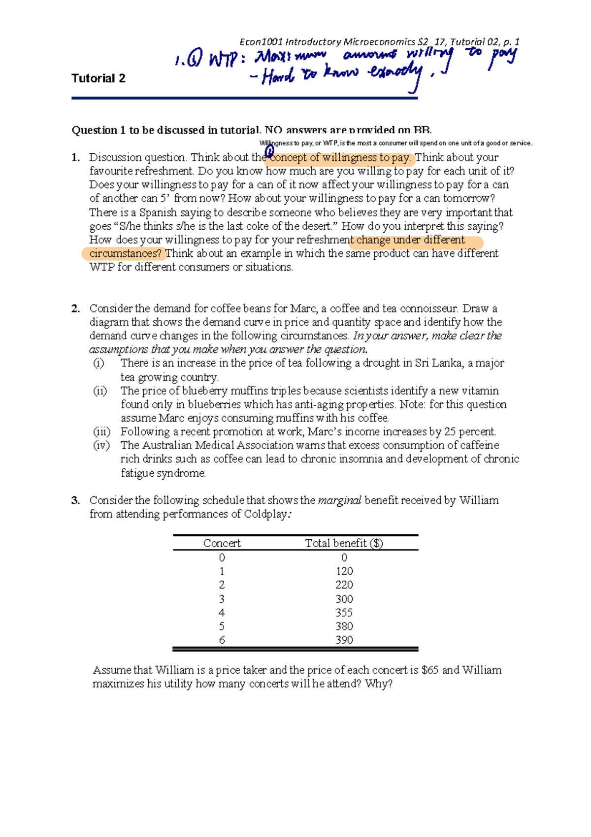 Econ1001 S2 19 Tutorial 02 - Econ1001'Introductory'Microeconomics'S2_17 ...