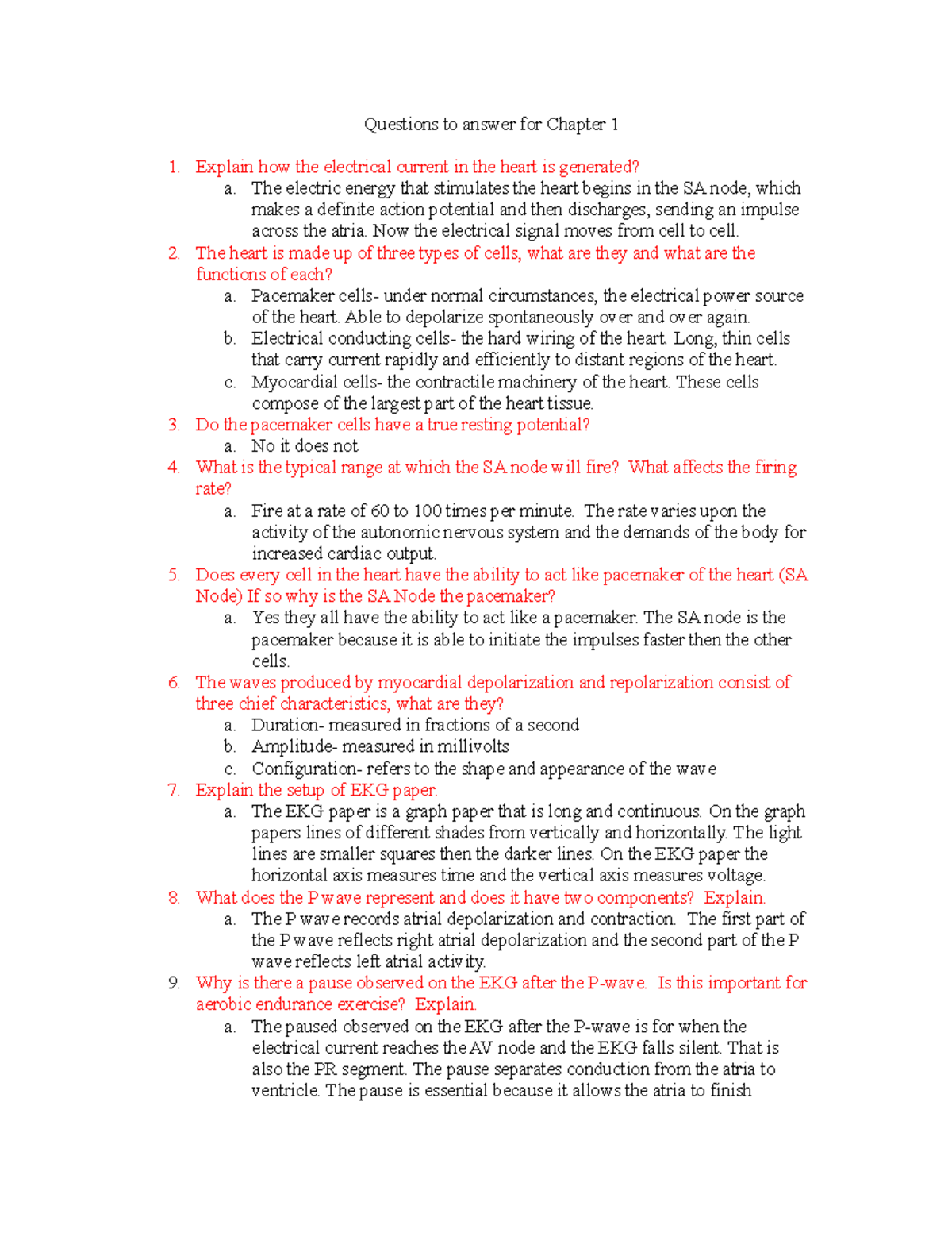 Chapter 1 EKG - Chaprer 1 notes - Questions to answer for Chapter 1 ...