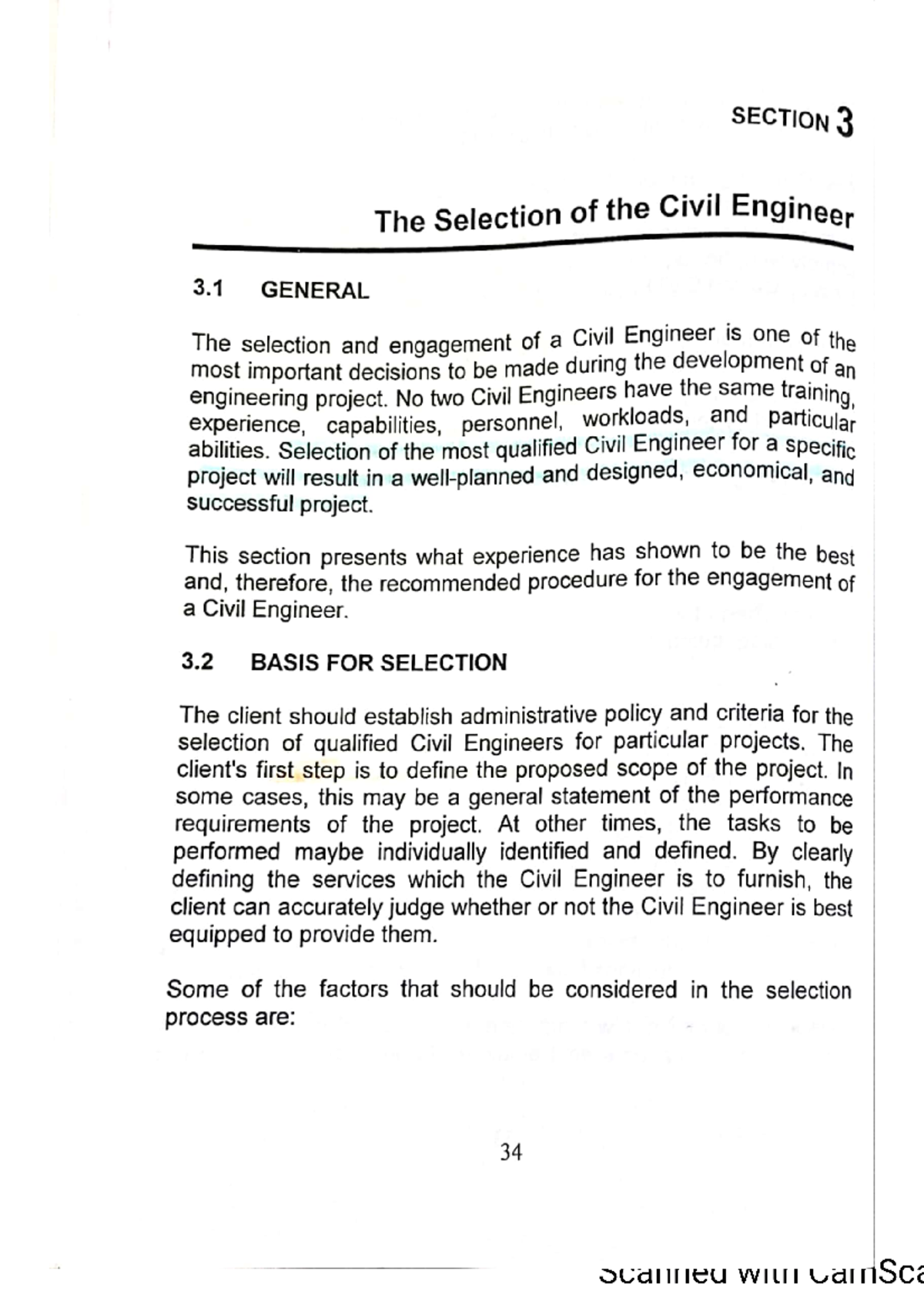 Section 3 The Selection of the Civil Engineer - engineering - Studocu
