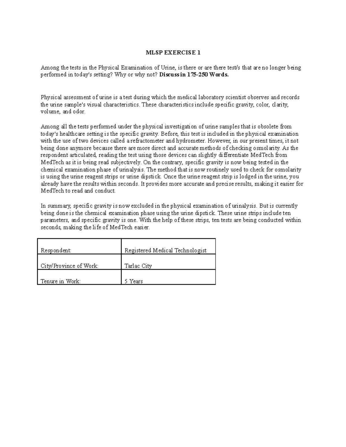 MLSP Midterm Exercise - MLSP EXERCISE 1 Among the tests in the Physical ...