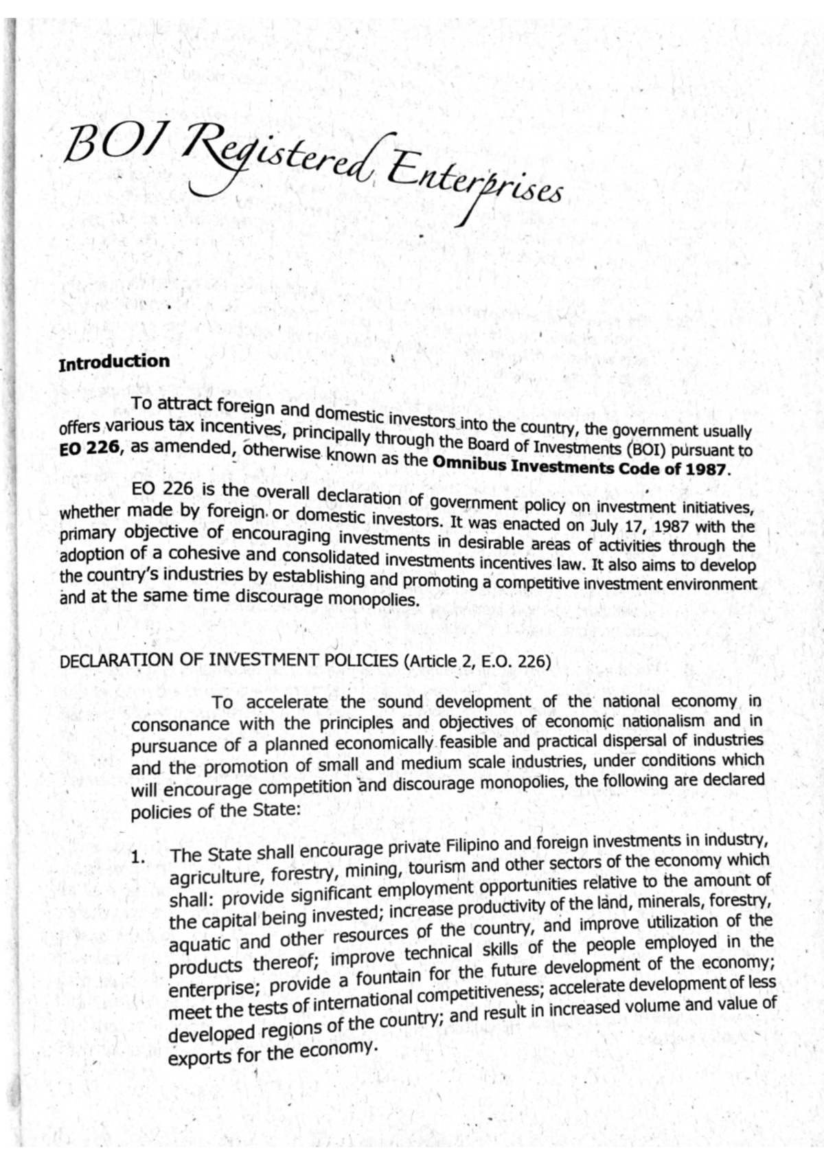 BOI-Tabag - This is a summary - BOI Registered Enterprises Introduction ...