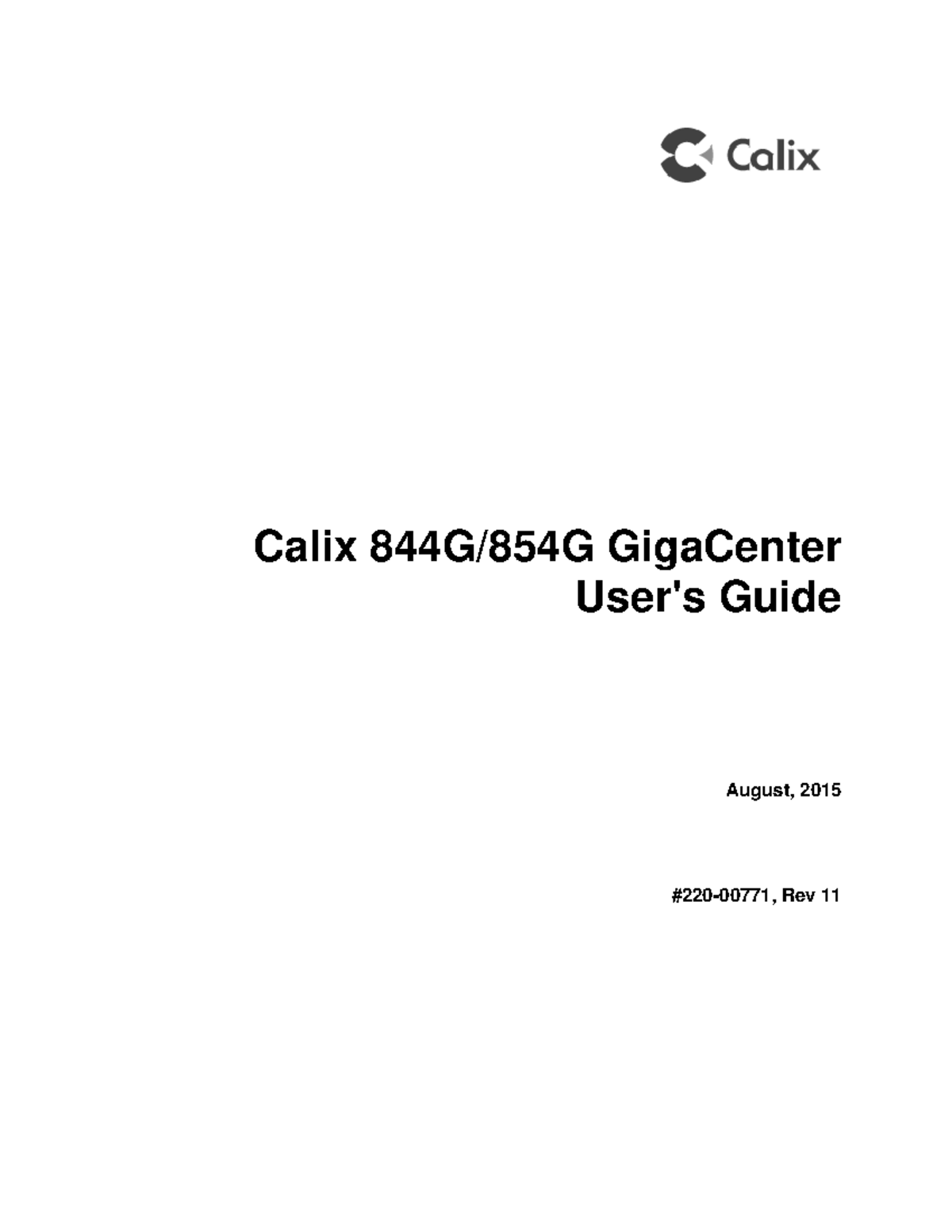 Calix 844G UG - Lecture notes - Calix 844G/854G GigaCenter User's Guide ...