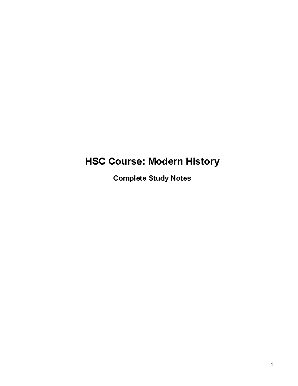 HSC Modern History Extensive Notes - HSC Course: Modern History ...