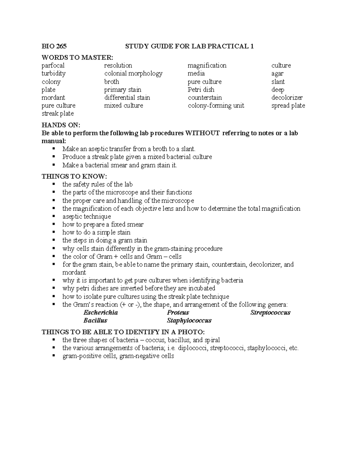 BIO 265 Study Guide FOR LAB Practical 1 spring - Tagged - BIO 265 STUDY ...