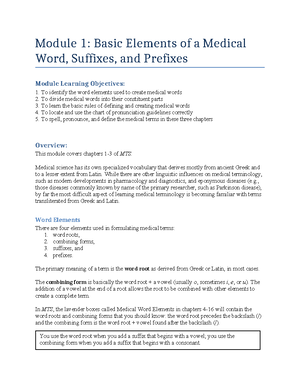Module 6 Med Terms - Notes - Module 6: Blood, Lymph, and Immune Systems ...