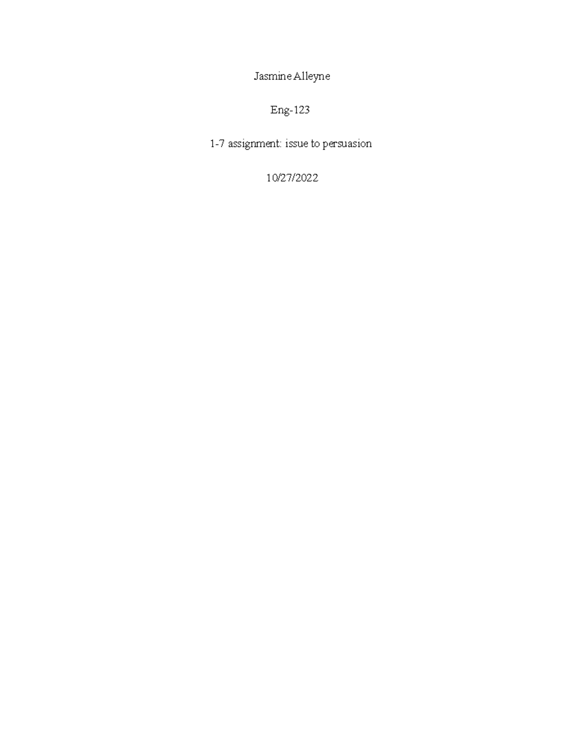 Eng 123 - module one assignment - Jasmine Alleyne Eng- 1-7 assignment ...