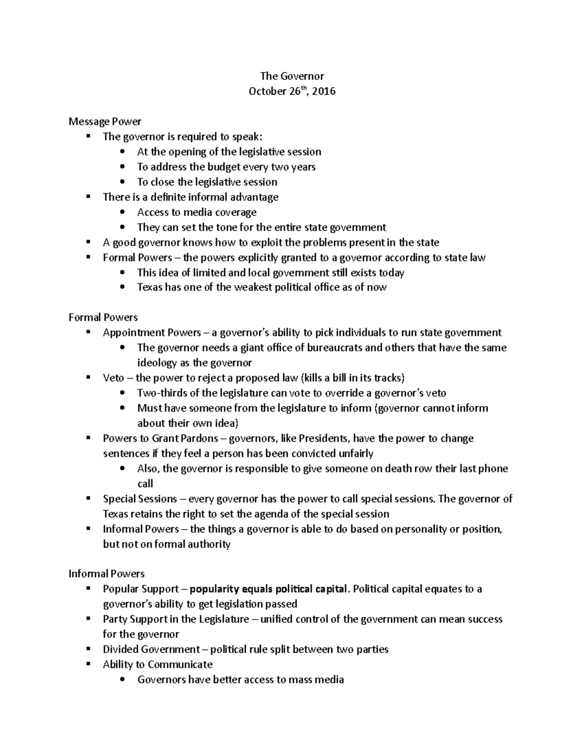 The Governor - Part One - The Governor October 26th, 2016 Message Power ...