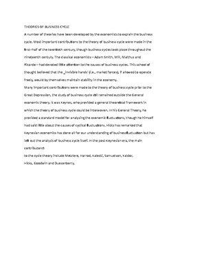 The Pure Monetary Theory of Business Cycle - Their theory of business ...