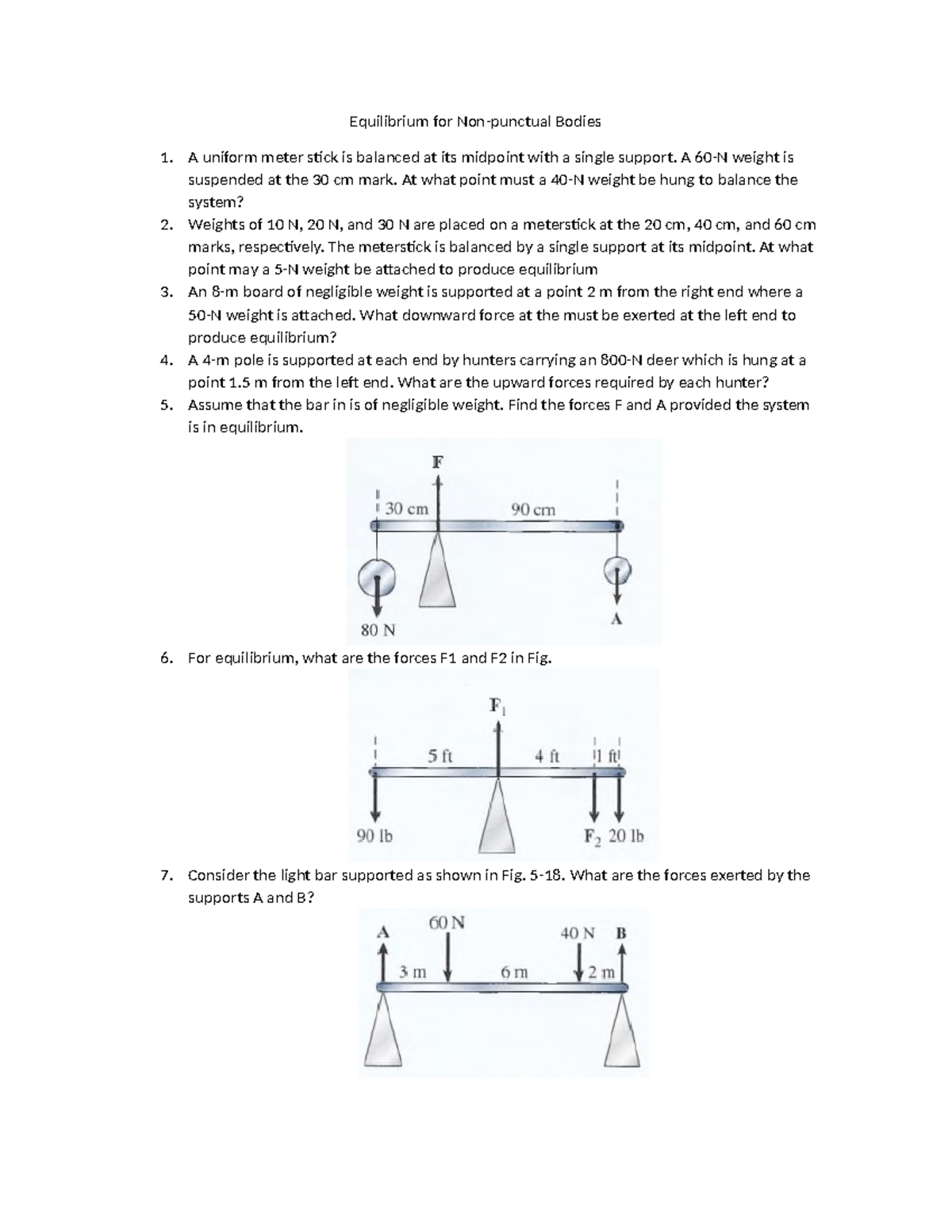 13. Equilibrium for Non - Equilibrium for Non-punctual Bodies A uniform ...