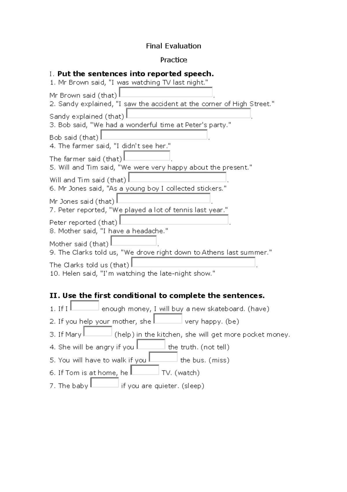 Final Evaluation - Último parcial - Final Evaluation Practice I. Put ...