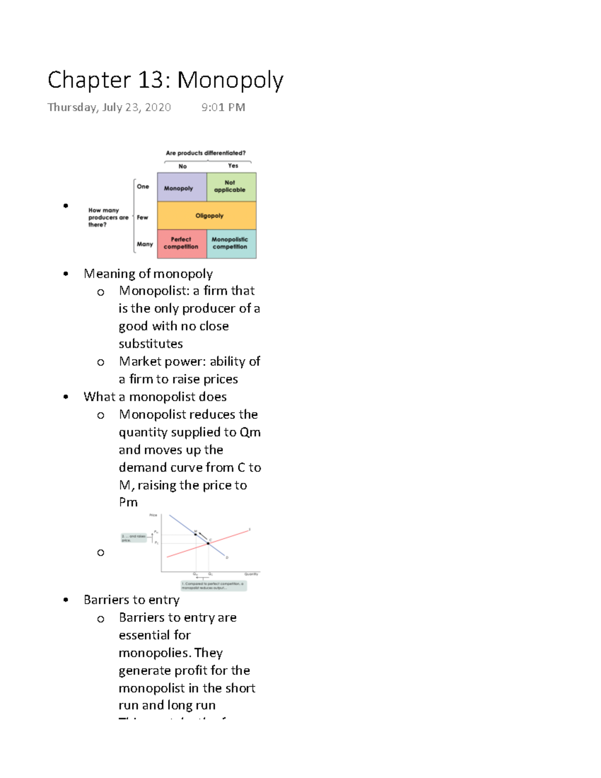 Chapter 13 Monopoly - " Meaning of monopoly Monopolist: a firm that is ...