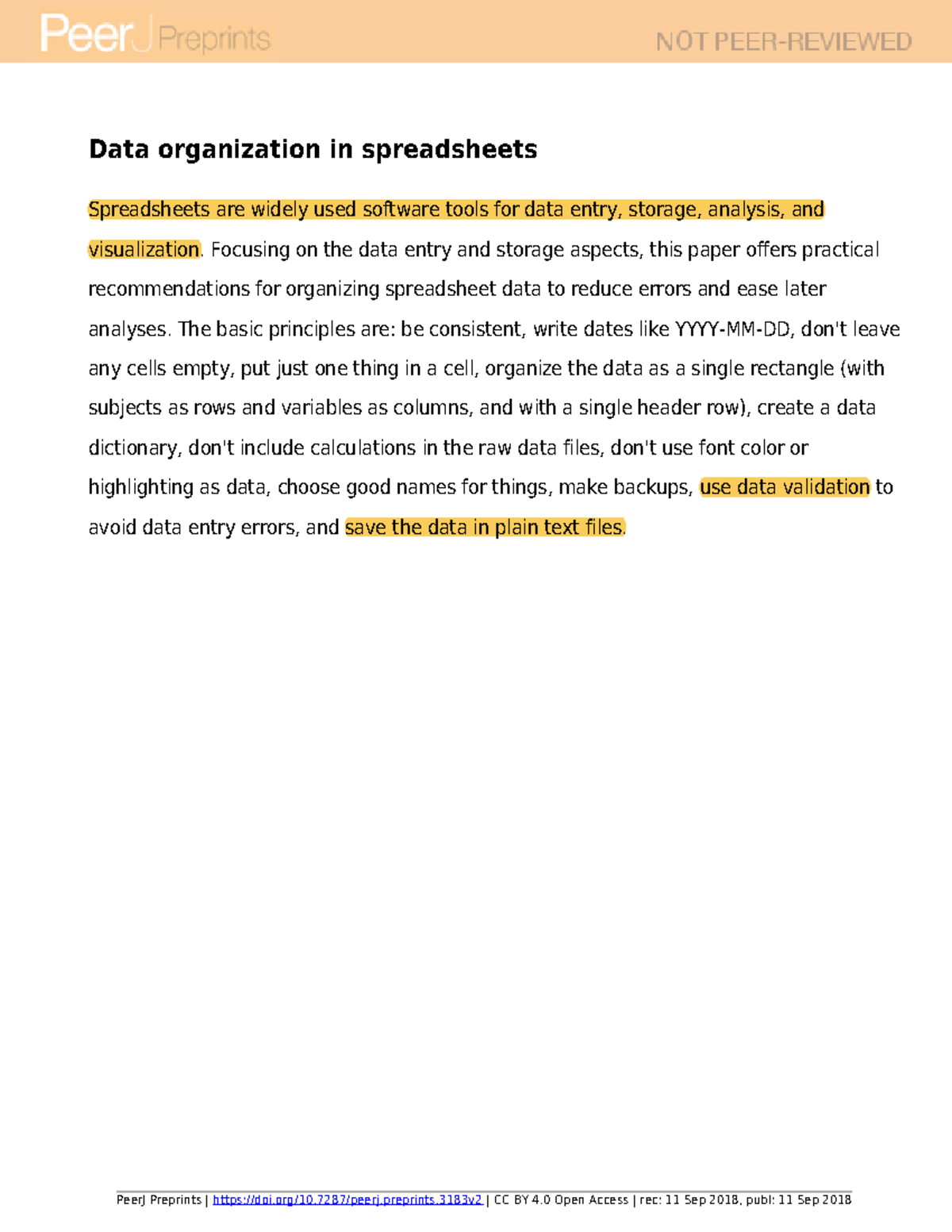 R3b spreadsheets - lecture notes R3b - Data organization in ...