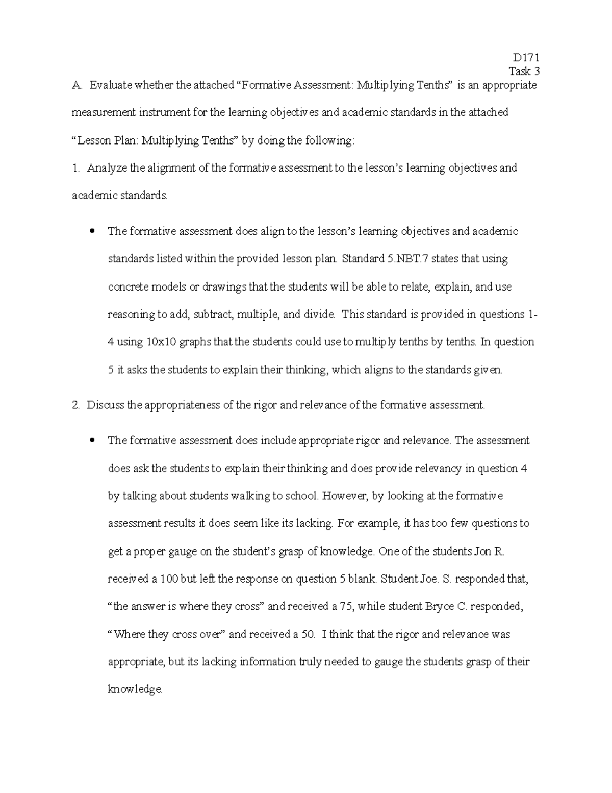 D171 Task 3 - This is a passing paper on task 3, on course D171. - Task ...