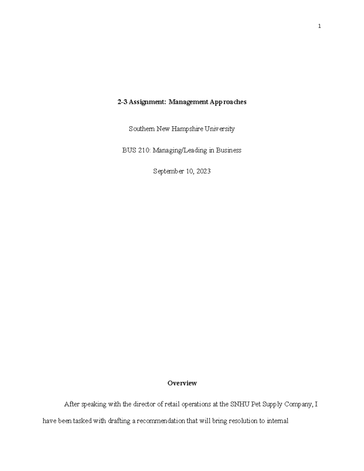2-3 Assignment Management Approaches - 2-3 Assignment: Management ...
