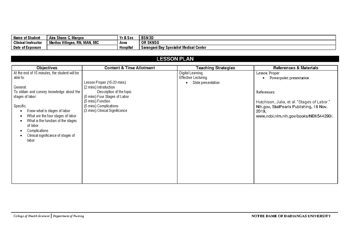 5-Lesson-Plan-Format sarmed - College of Health Sciences Department of ...