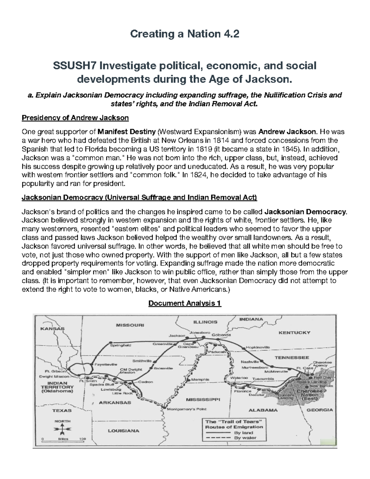 4.2 Creating a Nation DOCS - Creating a Nation 4. SSUSH7 Investigate ...