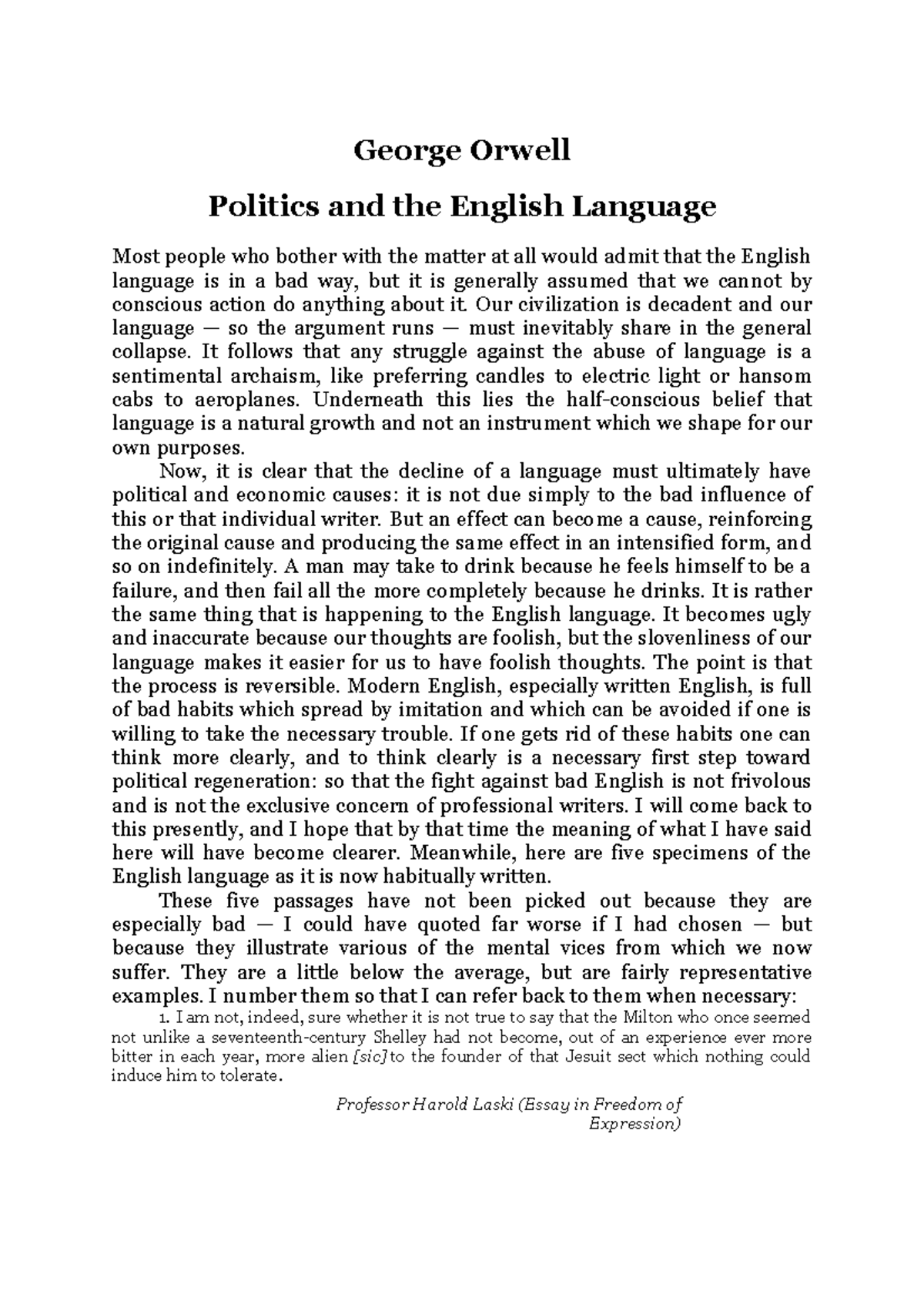 Orwell Pol and English - George Orwell Politics and the English ...
