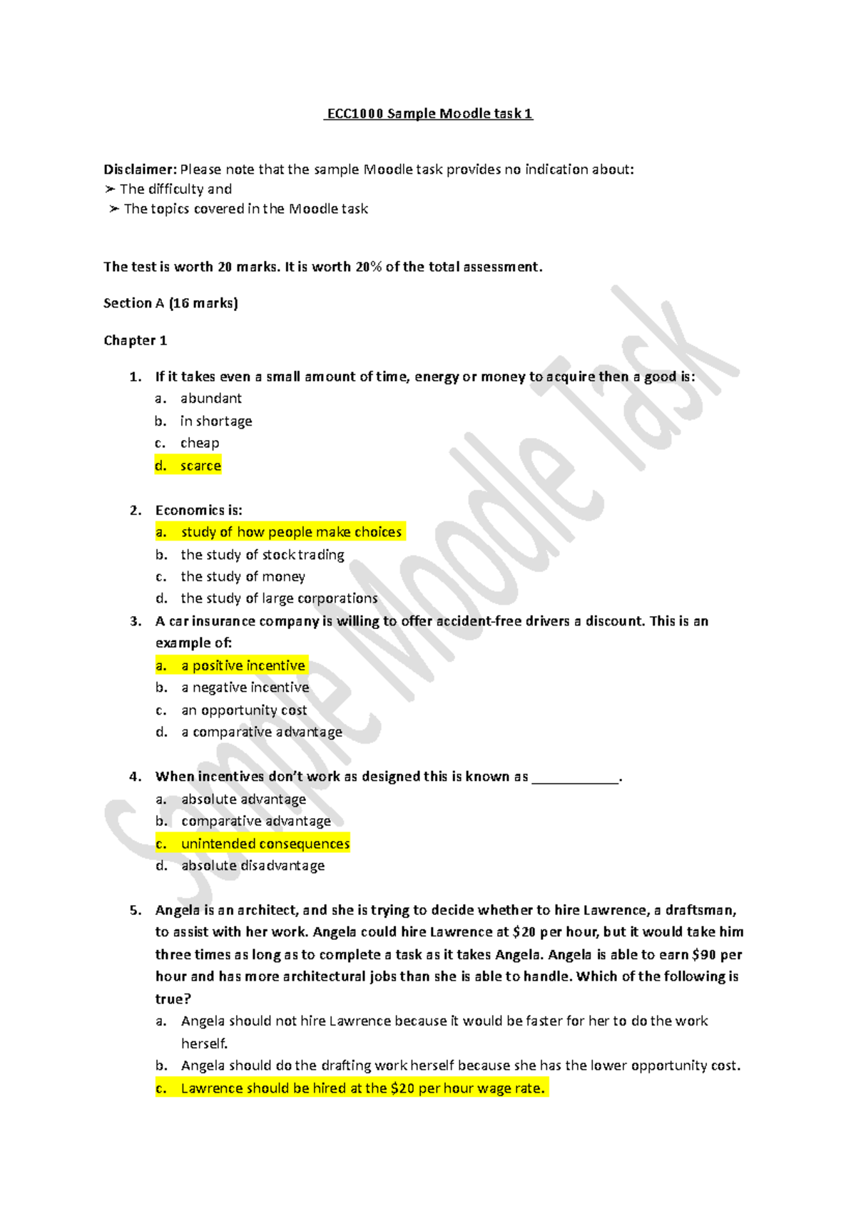 ECC1000 Sample Moodle task suggested solution guide - ECC1000 Sample ...