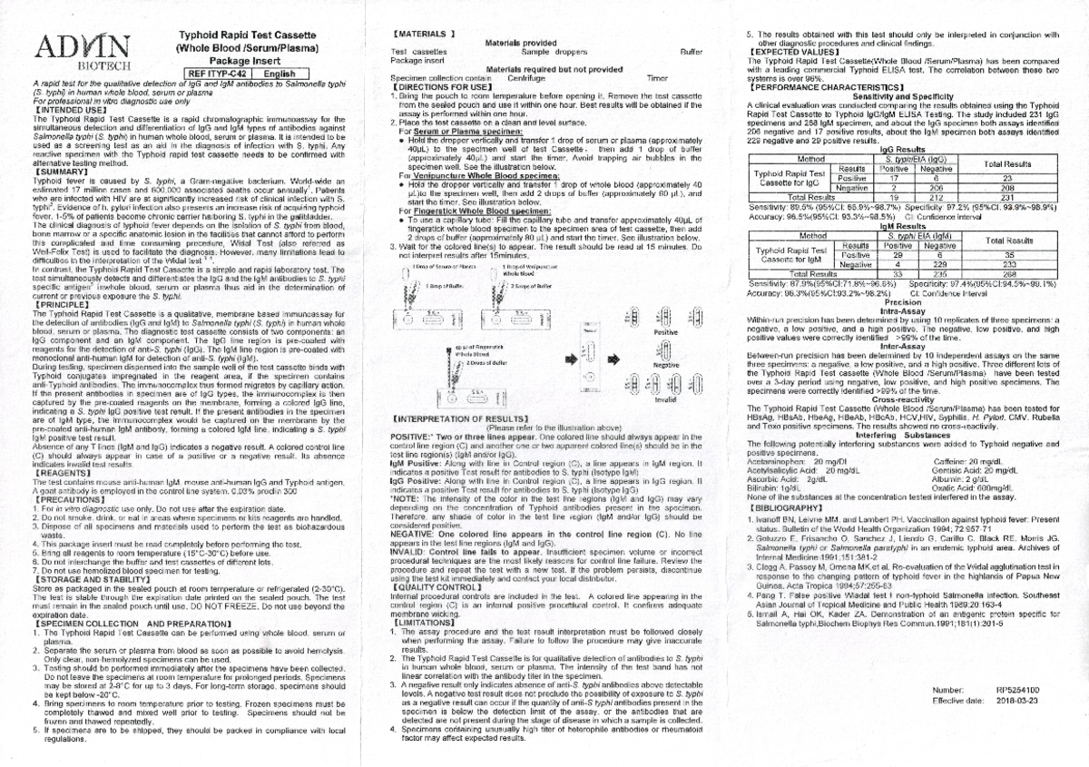 Typhoid-Rapid-Test-Casette-Package-Insert - Medical Technology - Studocu