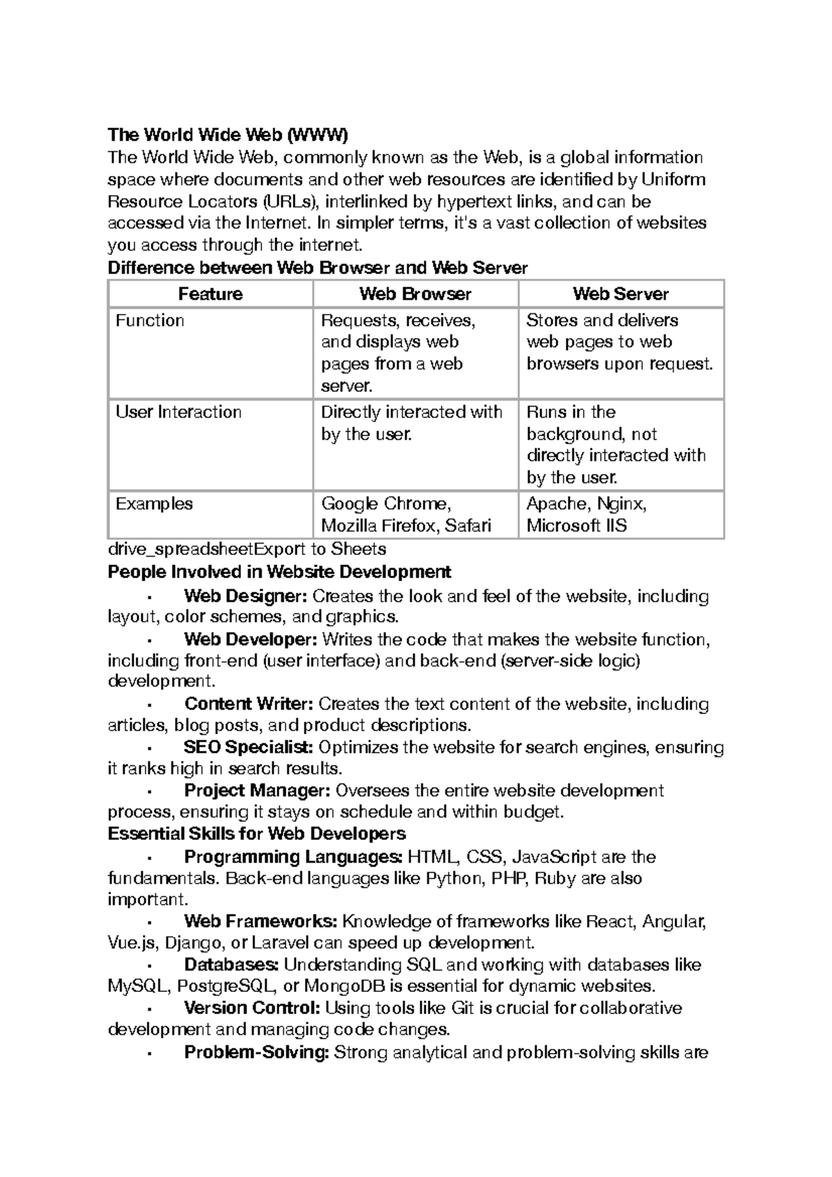 web technology n - The World Wide Web (WWW) The World Wide Web, commonly known as the Web, is a ...