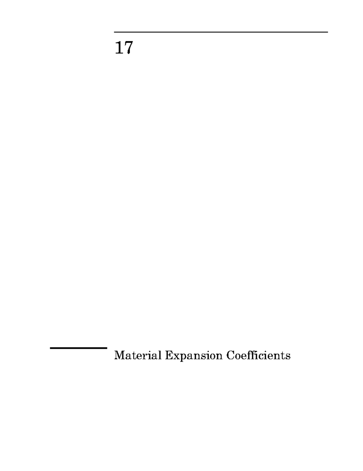 Material expansion coefficients - Table 17-1. Linear thermal expansison ...