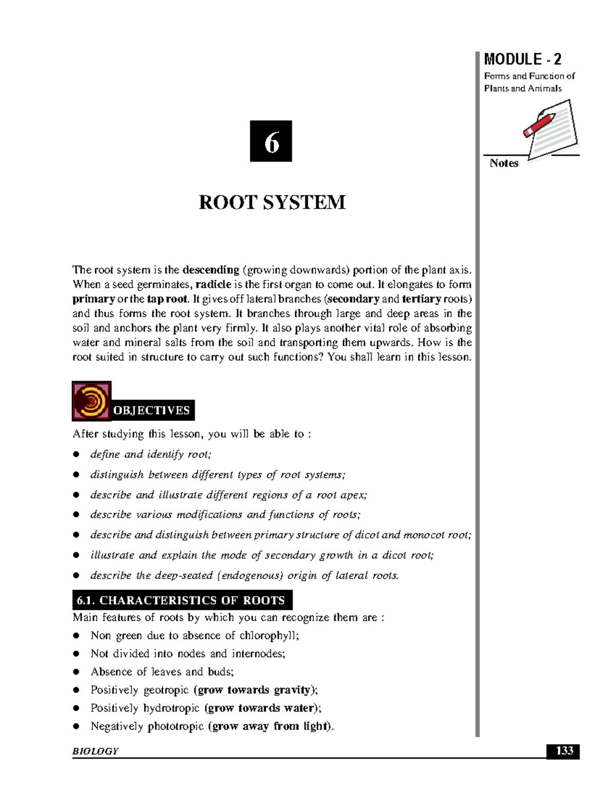 Root system - Lecture notes 5 - MODULE - 2 Forms and Function of Plants ...