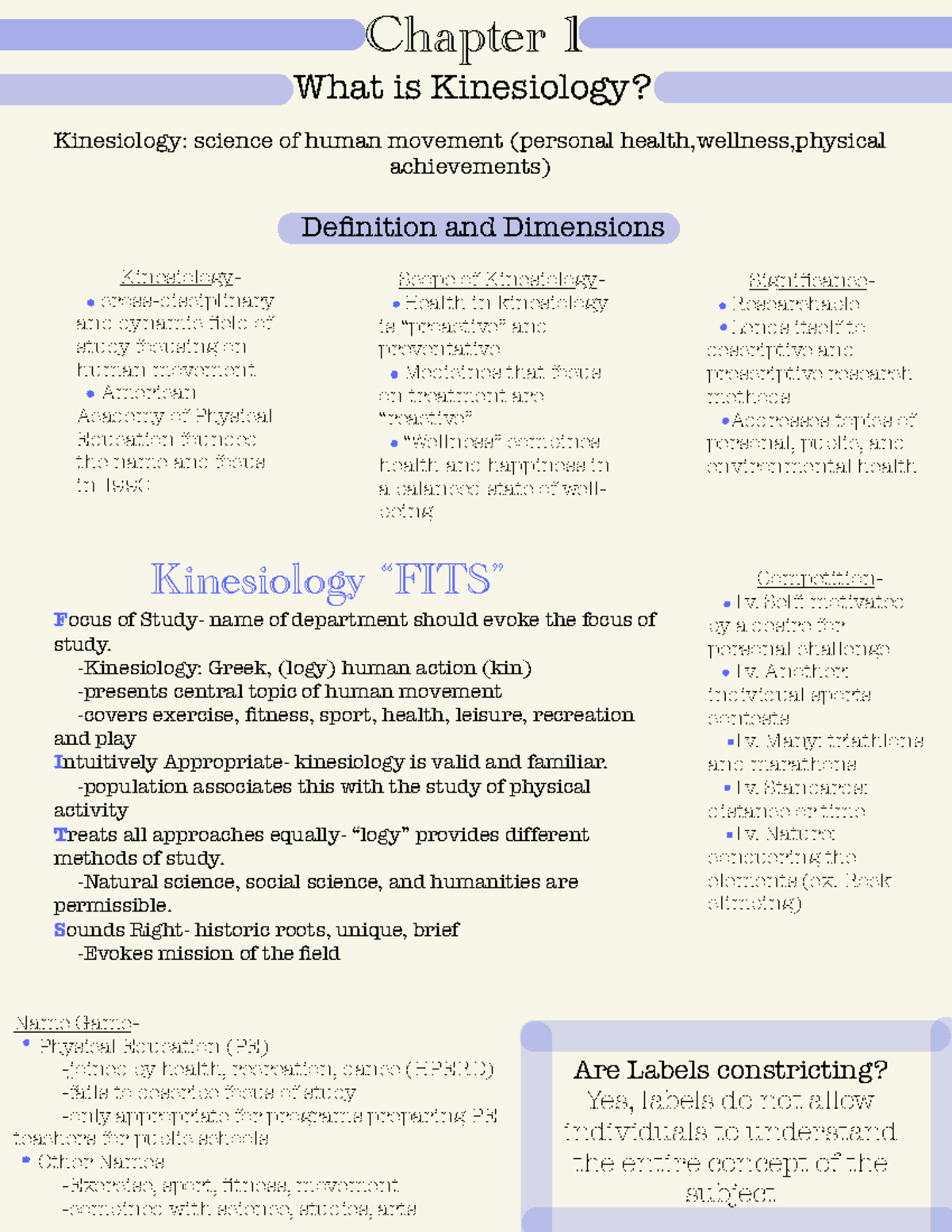 KIN 2303 Chapter One - Chapter 1 What is Kinesiology? Kinesiology ...
