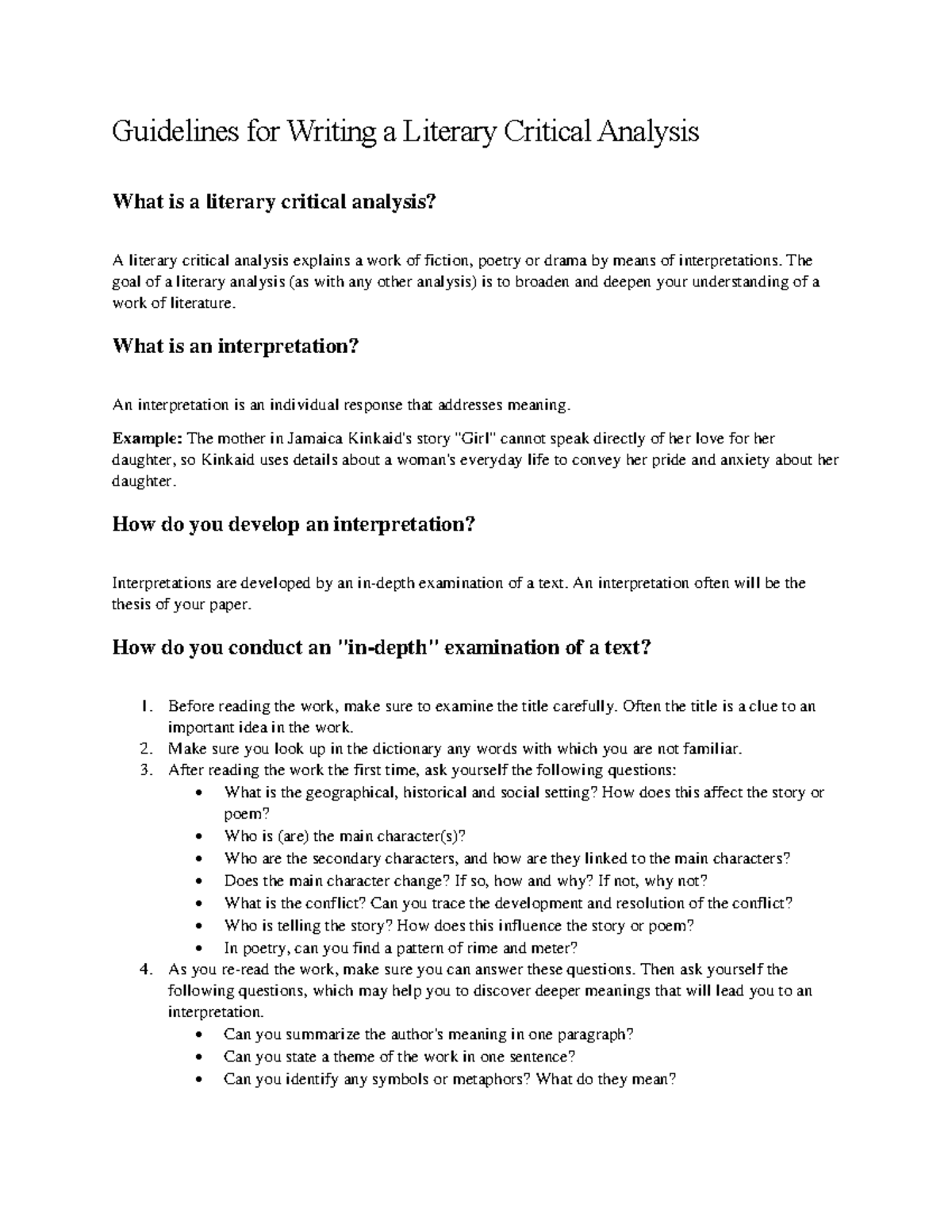 Lit Critique the comparison, analysis, interpretation, and/or ...