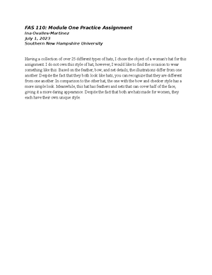 Art 1 assignment - FAS 110: Module One Practice Assignment In this practice assignment, choose ...