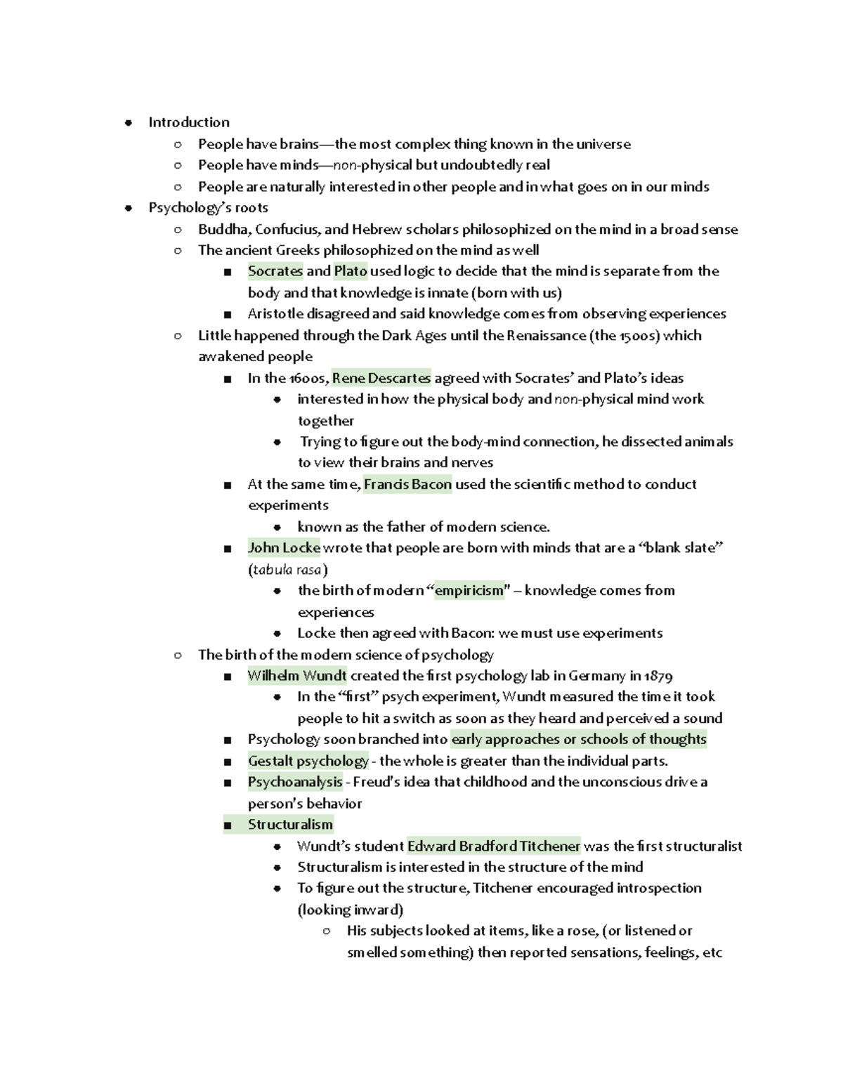 myers unit 1 notes psychology - Introduction People have most complex ...