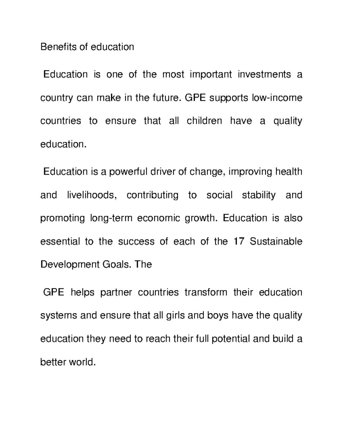 Benefits of education - Benefits of education Education is one of the ...