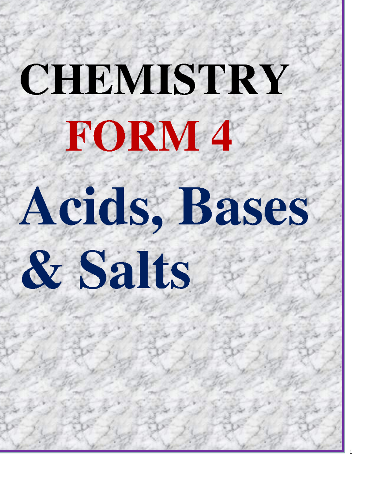 Acids ,BASE Salts 2023 - Blossoms - A AND BASES CHEMISTRY FORM 4 Acids ...