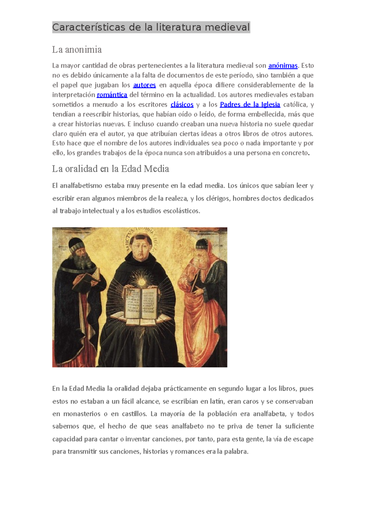 Caract LITE Medieval II - Características de la literatura medieval La ...
