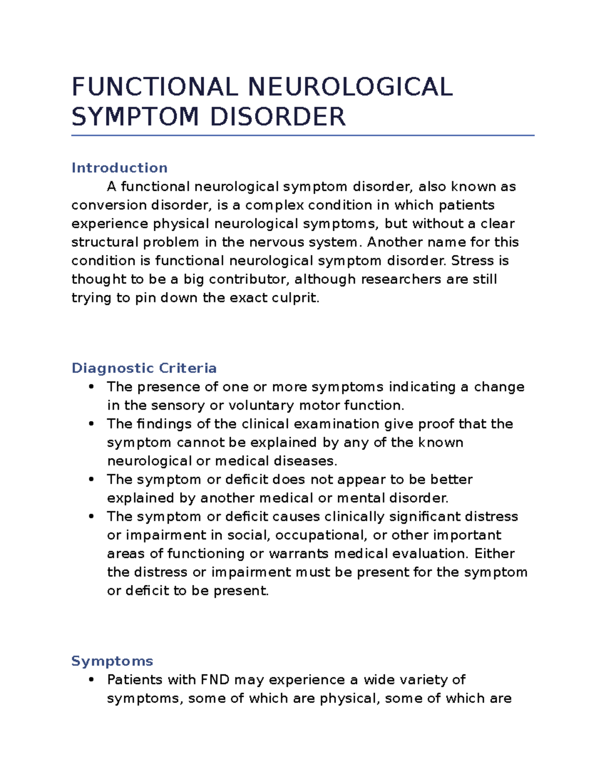 Functional neurological symptom disorder - Another name for this ...