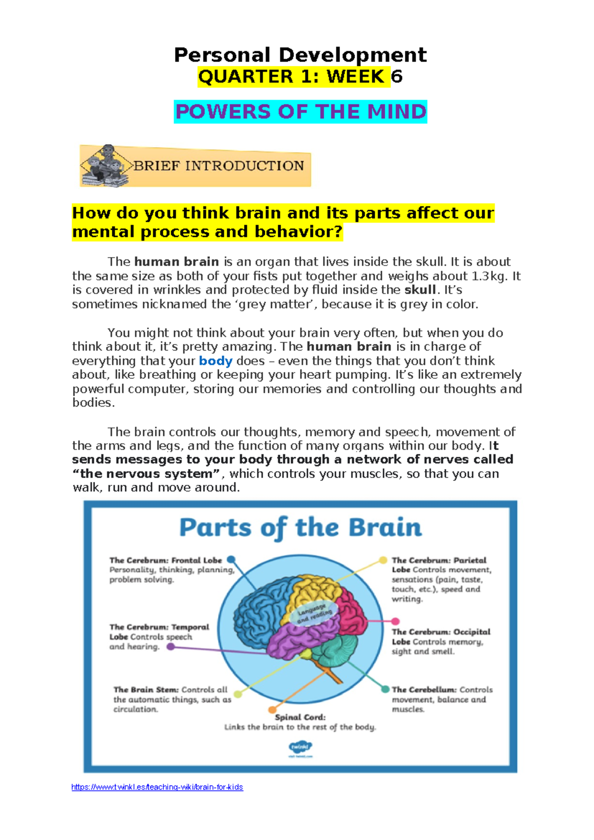 Q1 w6 perdev lecture LAS - Personal Development QUARTER 1: WEEK 6 ...