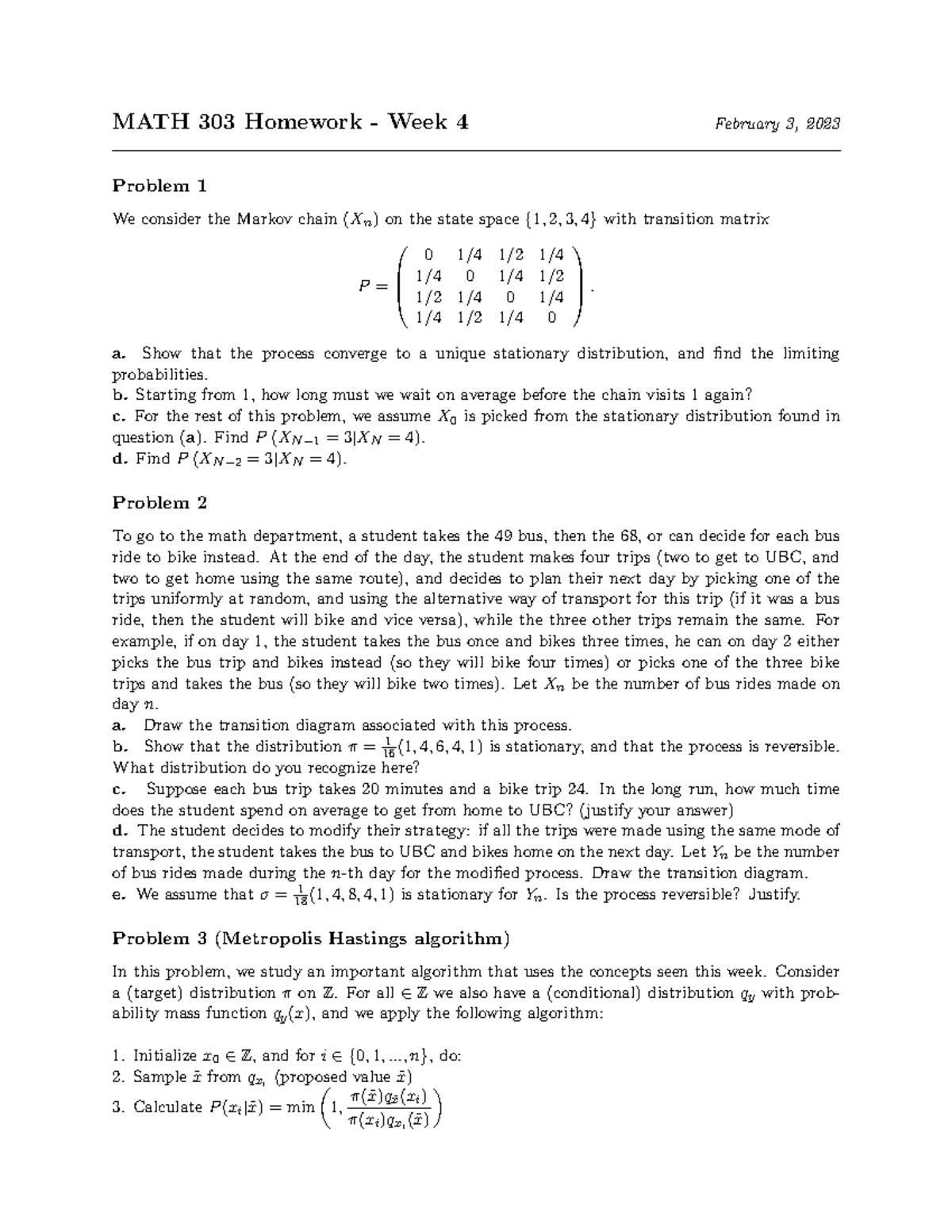 Math 303 HW4 - practice - MATH 303 Homework - Week 4 February 3, 2023 ...